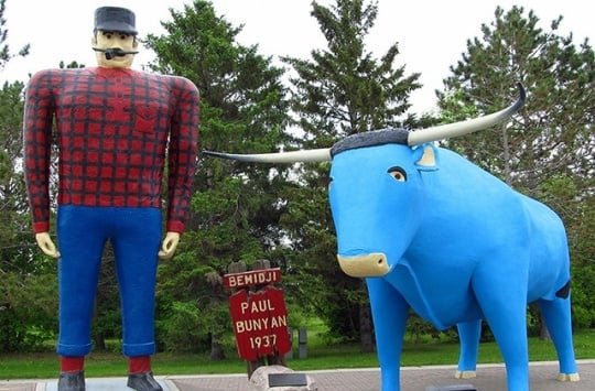 Paul Bunyan and Babe the Blue Ox statues, Bemidji | MNopedia